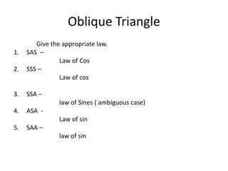 Oblique Triangle | PPTX