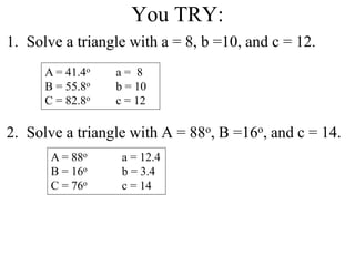 The law of sines and cosines power point | PPT