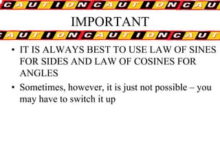 The law of sines and cosines power point | PPT