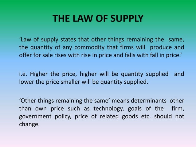 Law of supply | PPTX | Commodities | Economy