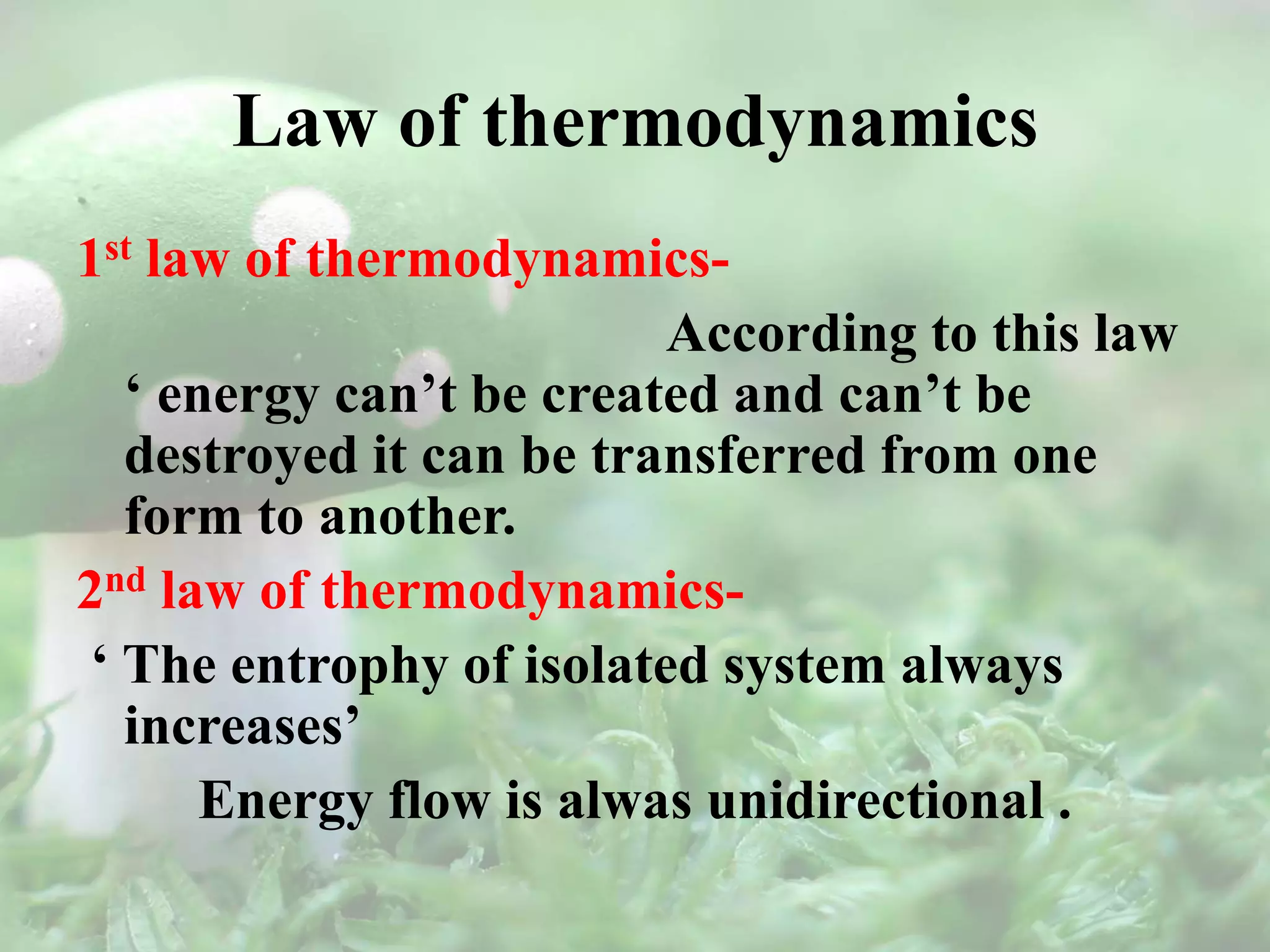 Law of thermodynamics or food chain JNVU | PPTX