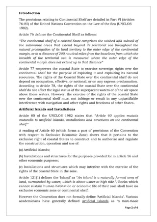 Law of the sea unclos legal status of artificial islands and ...
