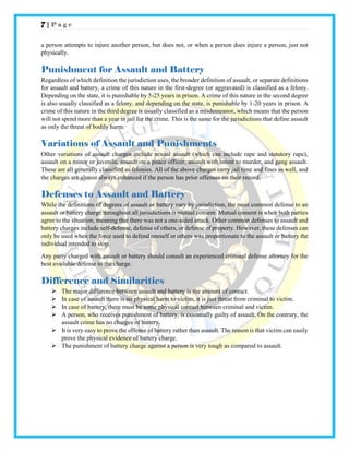 Distinction between Assault and battery | PDF