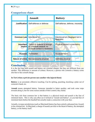 Distinction between Assault and battery | PDF