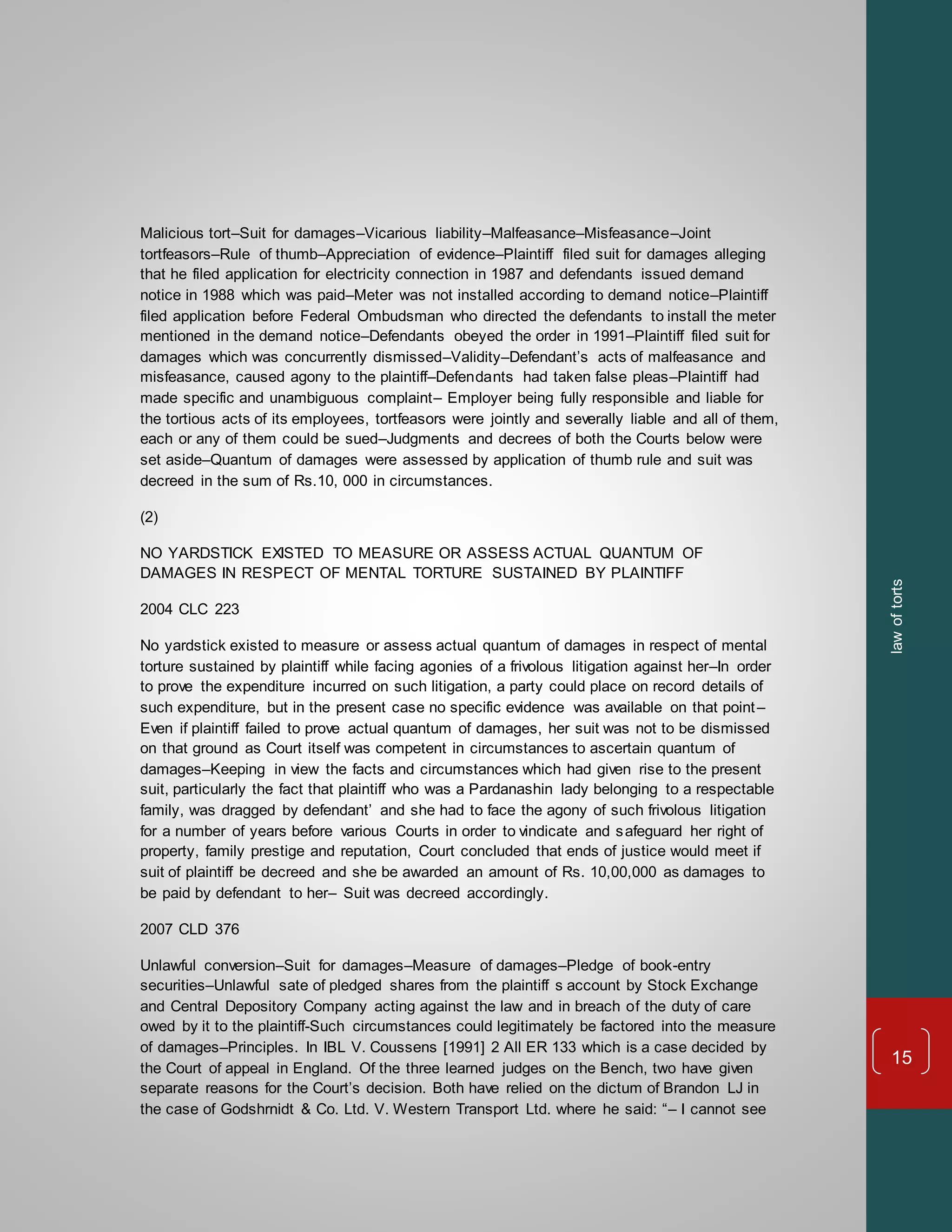 Law of tort in pakistan | DOCX