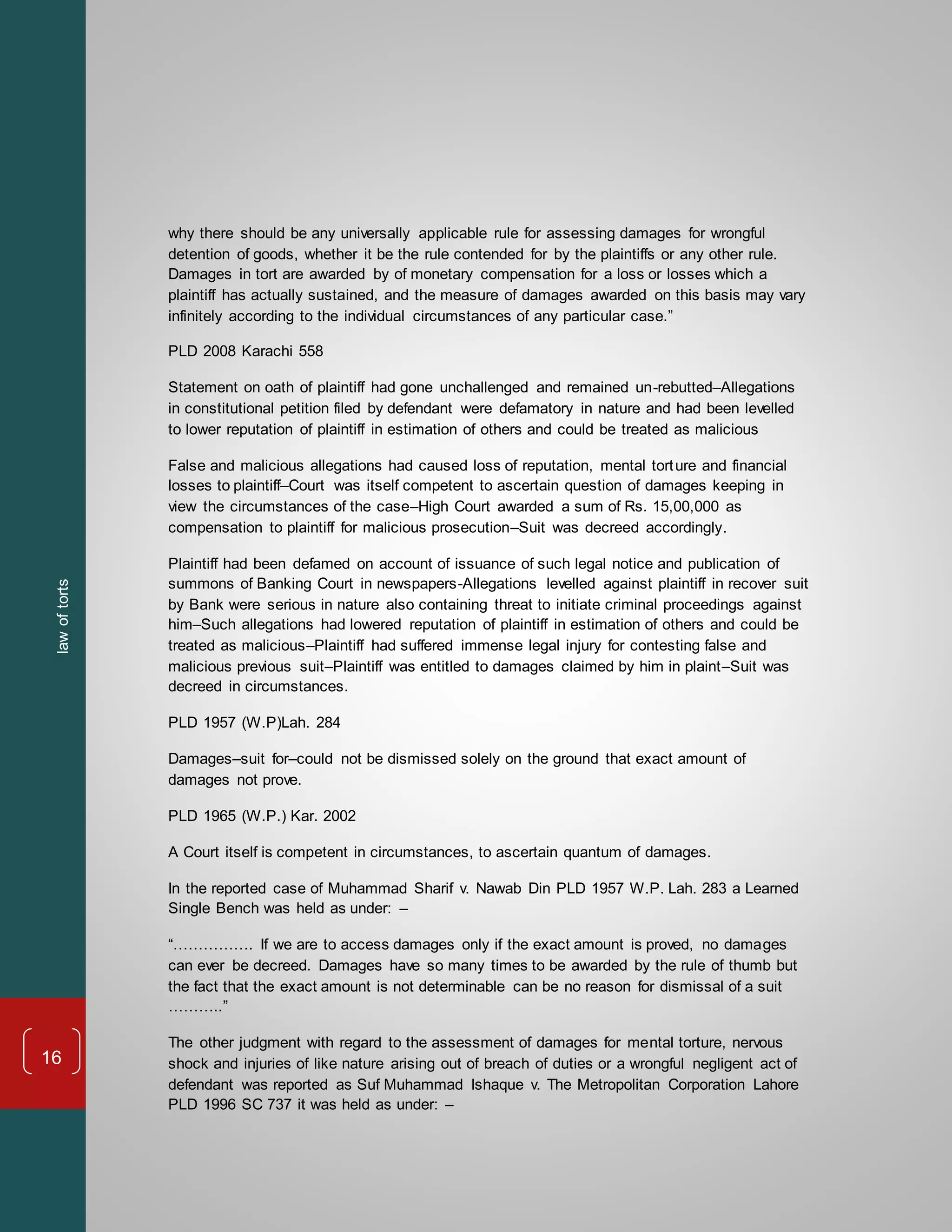 Law of tort in pakistan | DOCX