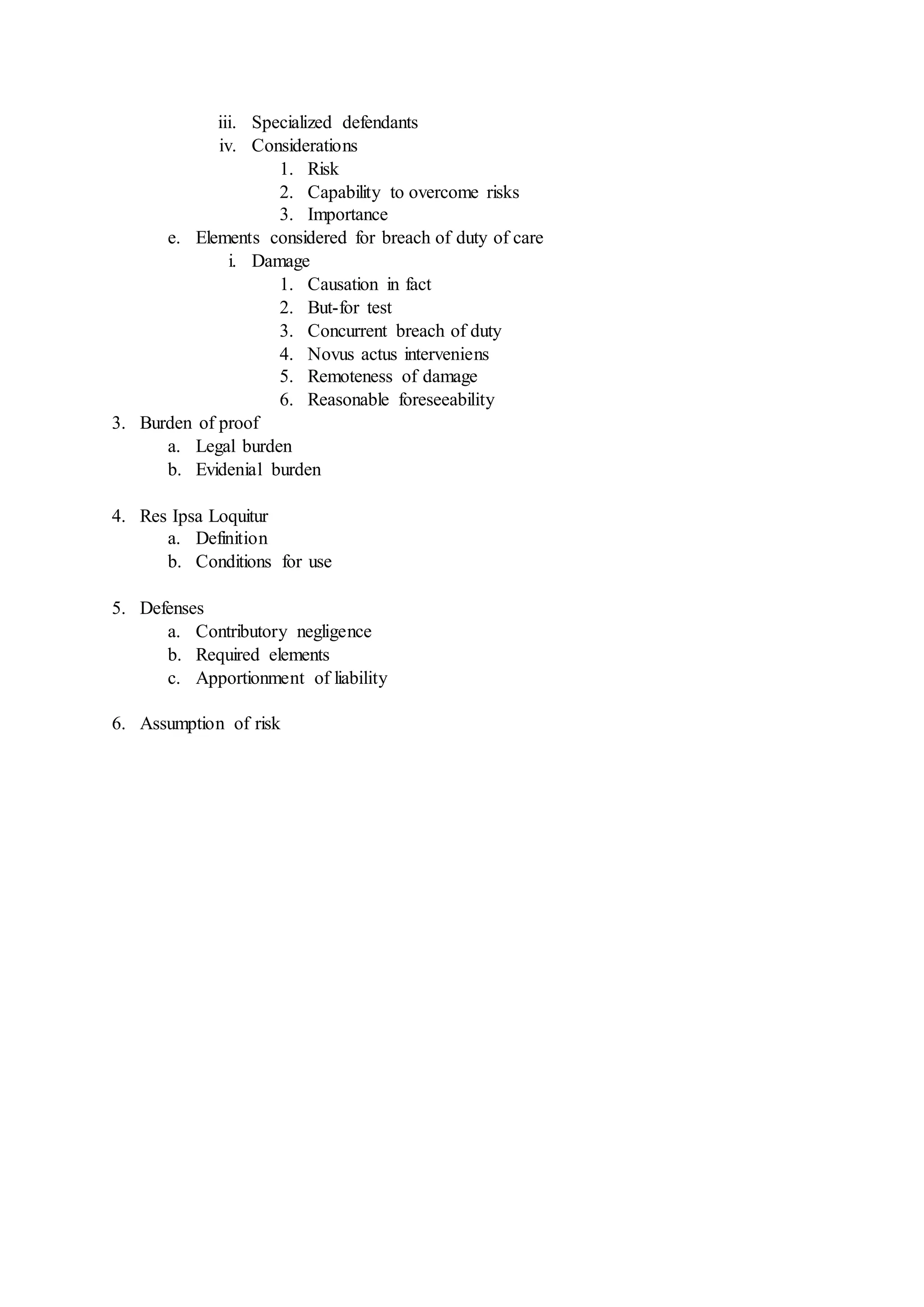 Tort - Course Outline | DOCX