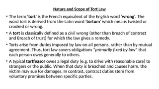 Law of Torts , unit I for BA.LLB integrated course | PPTX