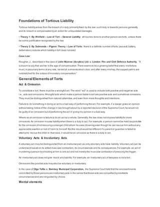 Law of torts notes | DOCX