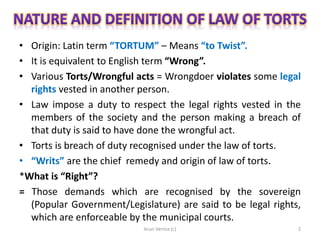 Law of torts Introduction | PPTX