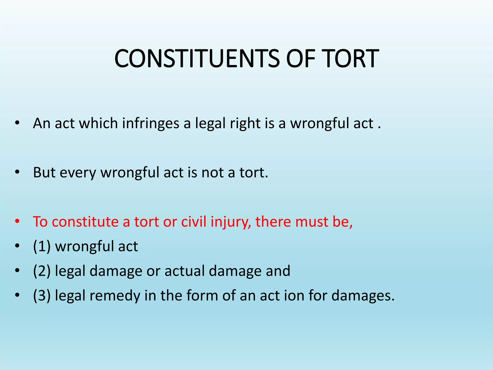 An Introduction To Law Of Torts Meaning Nature And Essential Elements