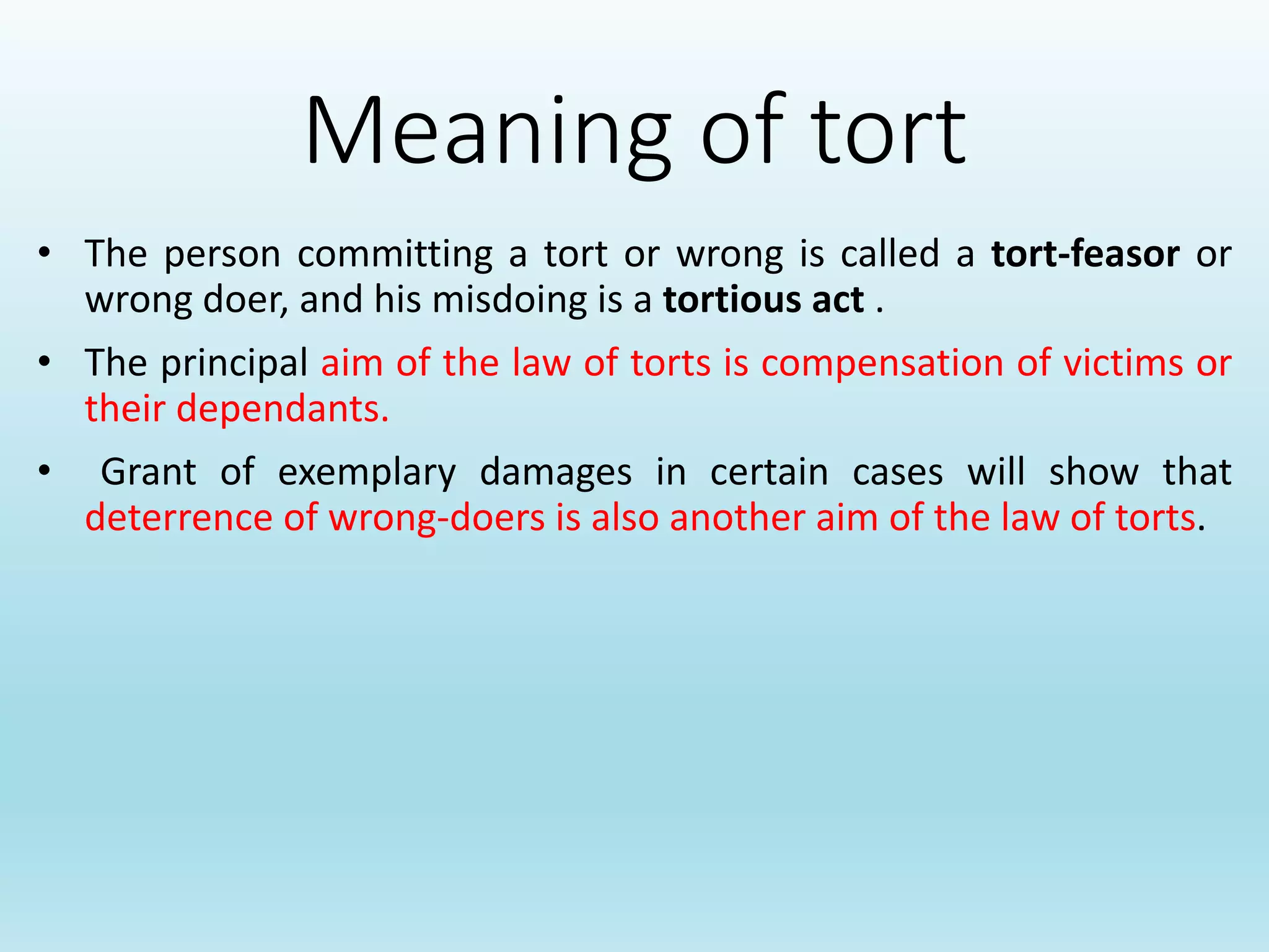 An Introduction To Law Of Torts Meaning Nature And Essential Elements