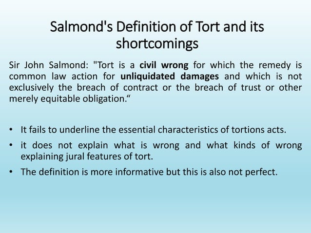 An Introduction To Law Of Torts Meaning Nature And Essential Elements