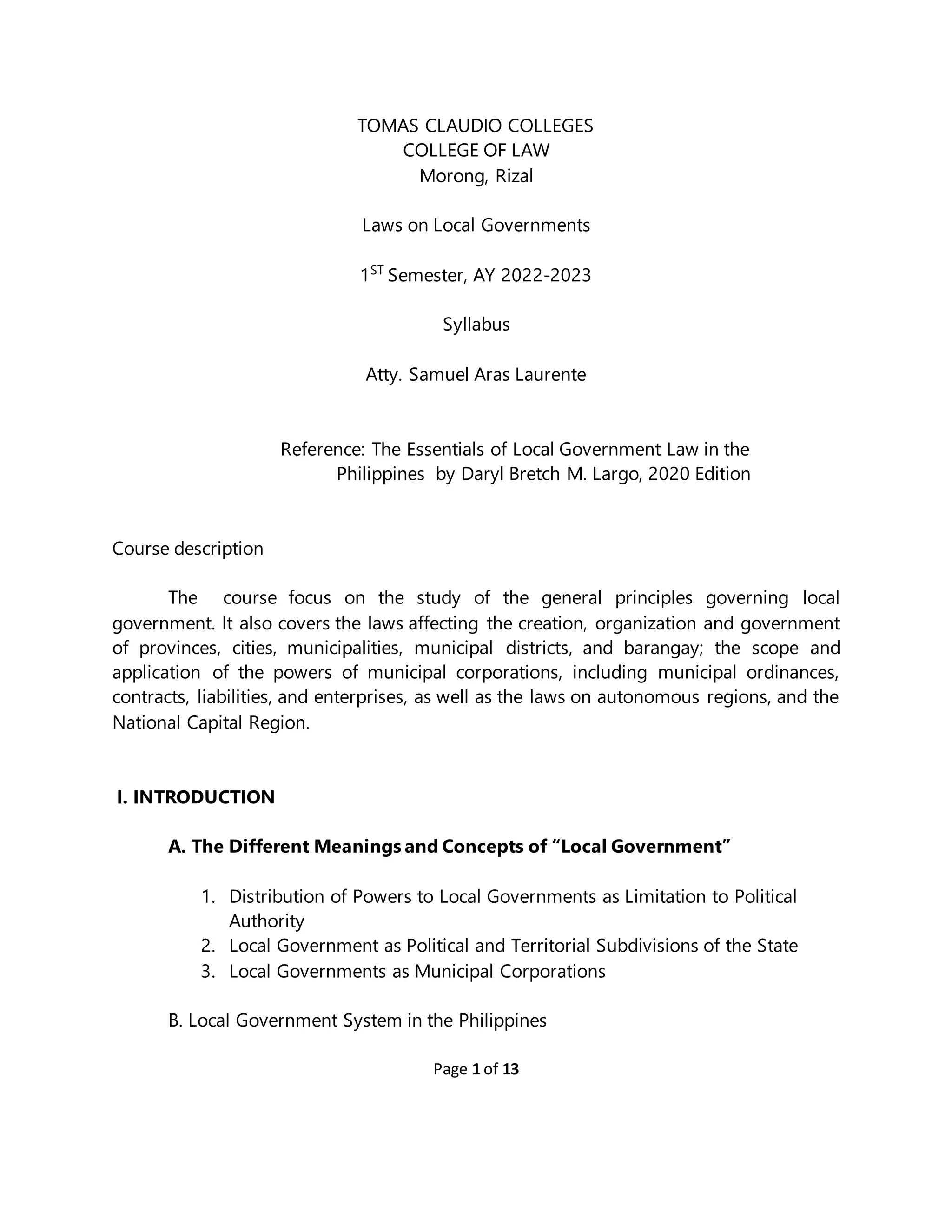 LAW ON LOCAL GOVERNMENT - LAURENTE.docx