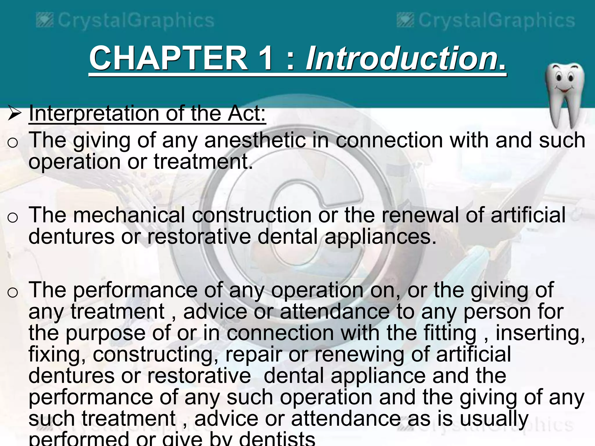 The dentist act 1948 | PPTX