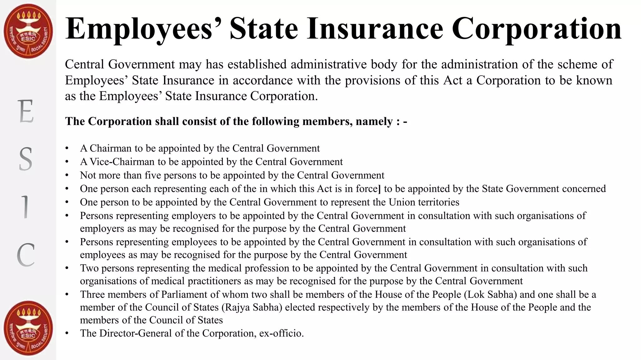 The Employees' State Insurance Act, 1948 | PPTX