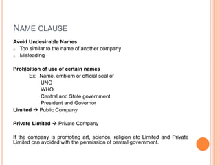 The Company Act of India : Articles and Memorandums | PPTX
