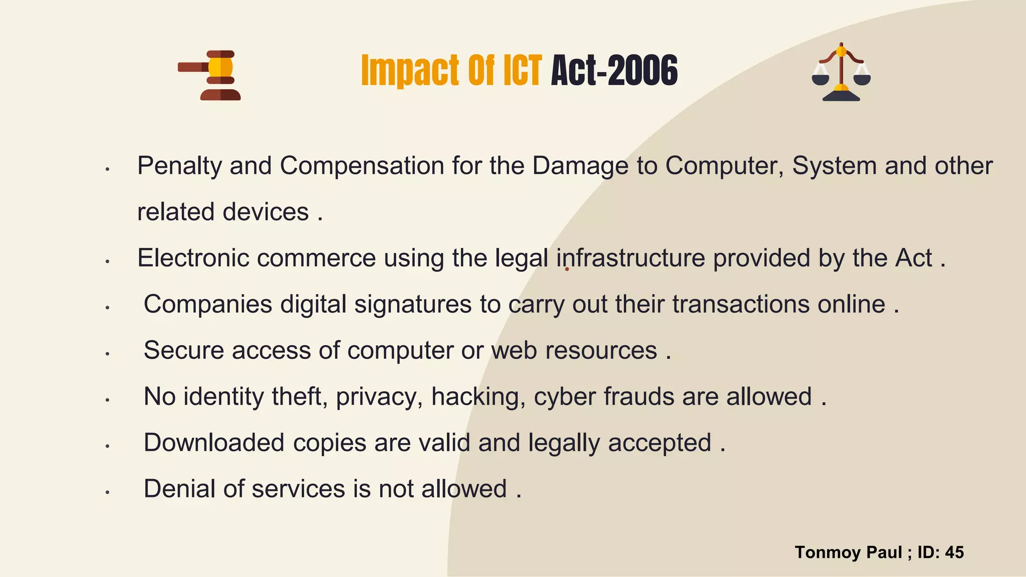 INFORMATION Communication Technology (ICT) ACT | PPTX