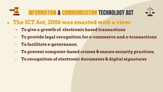 INFORMATION Communication Technology (ICT) ACT | PPTX