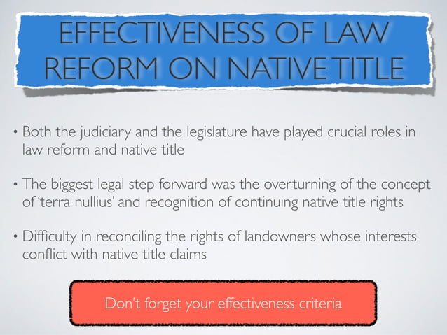 Law Reform in Action - Native Title | PPT
