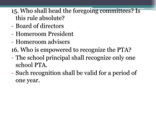 Law Related ( Guidelines on the PTA ) | PPTX