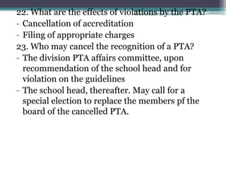 Law Related ( Guidelines on the PTA ) | PPTX