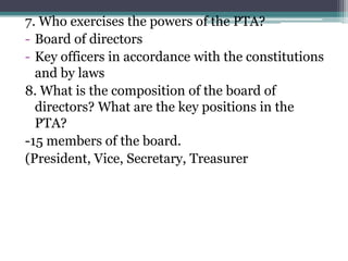 Law Related ( Guidelines on the PTA ) | PPTX