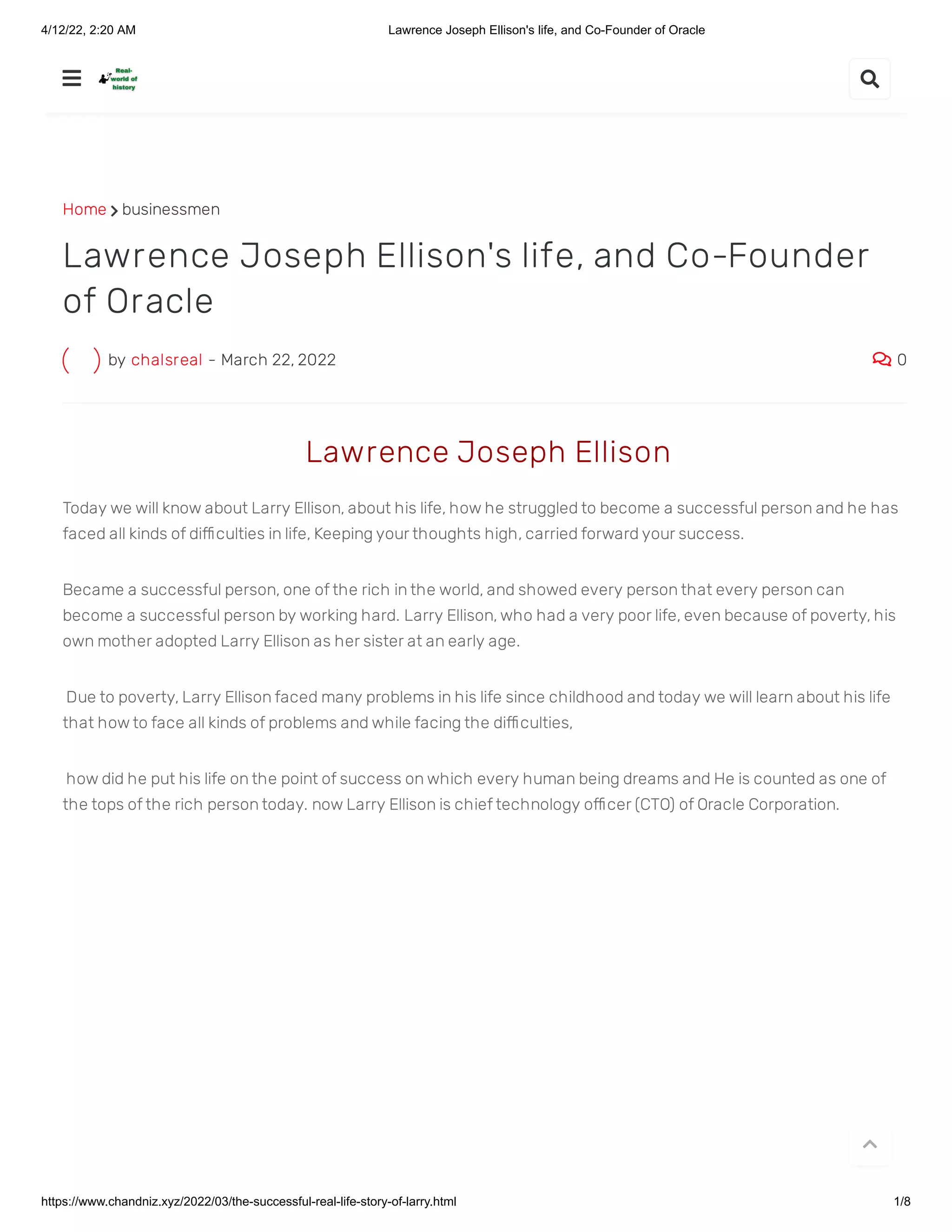 Lawrence Joseph Ellison's life, and Co-Founder of Oracle.pdf
