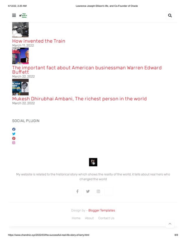 Lawrence Joseph Ellison's life, and Co-Founder of Oracle.pdf | Business ...