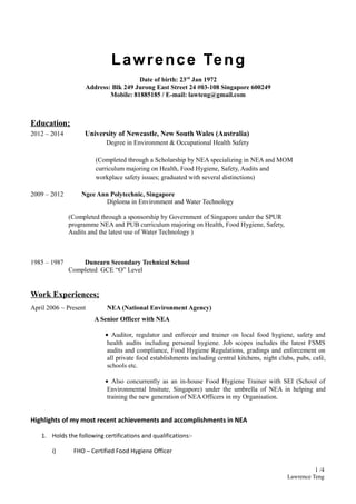 Lawrence teng resume 2015 | DOC