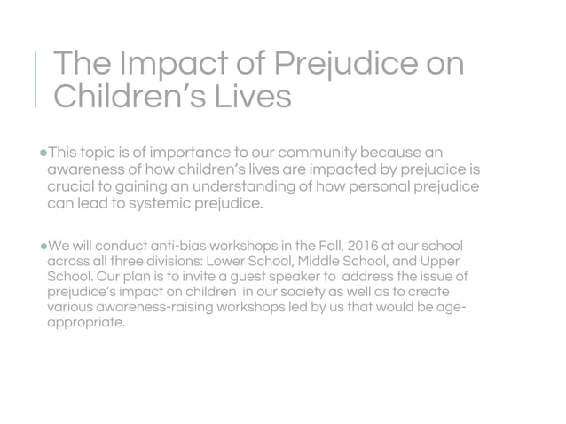The Impact of Prejudice on Children's Lives | PPT
