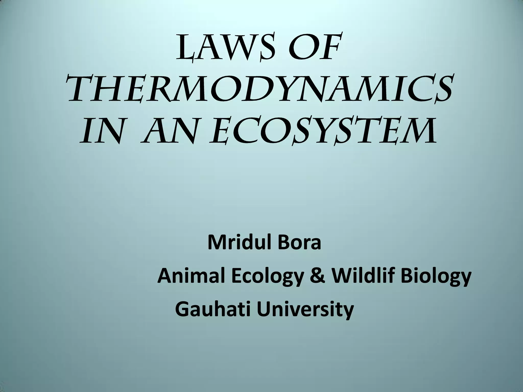 Laws of Thermodynamics in an Ecosystem | PDF