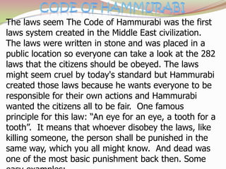 Laws: Code of Hammurabi | PPTX