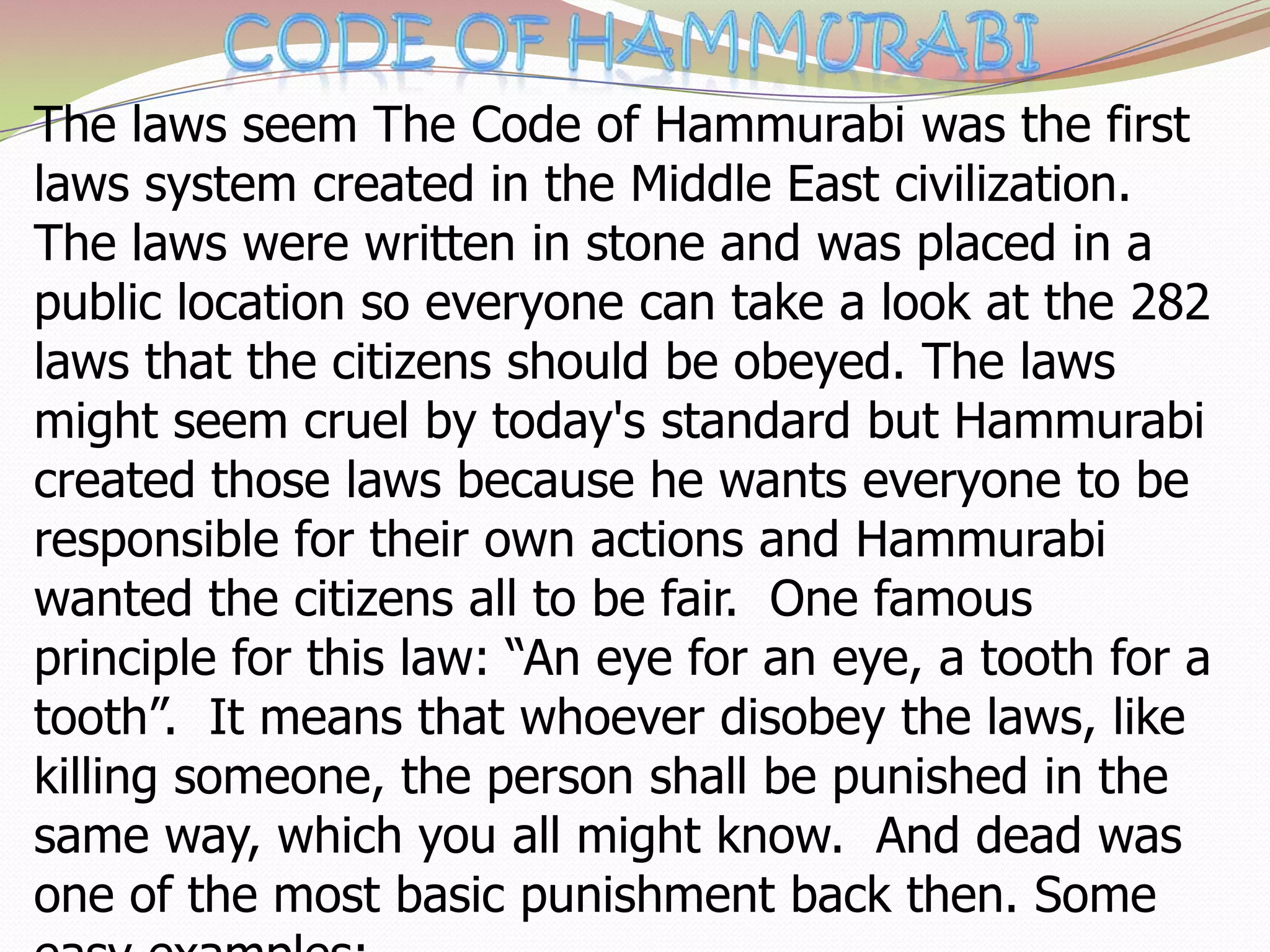 Laws Code Of Hammurabi | PPT