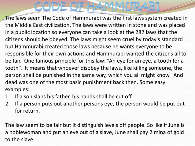 Laws--Code of Hammurabi | PPTX | Geography | Science