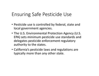 Pesticide Laws and Regulations | PDF