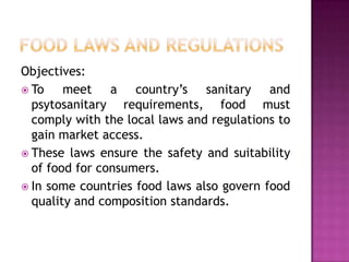 Laws and regulations related to food industries | PPTX