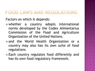 Laws and regulations related to food industries | PPTX