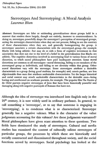 Understanding Stereotypes For Cognitive Design