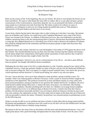 Law school college essay sample | PDF