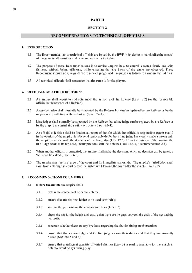 Laws of badminton bwf handbook2010 | PDF