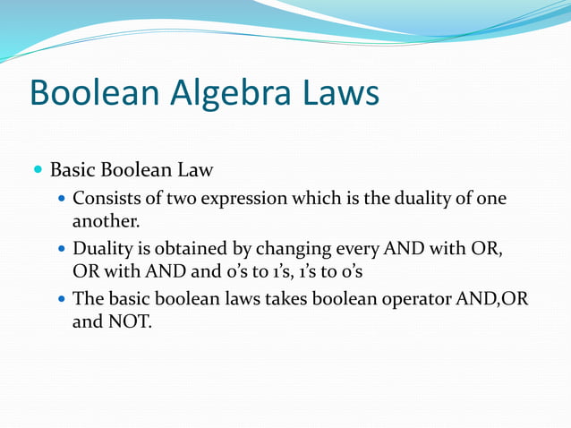 Laws of boolean algebra | PPTX