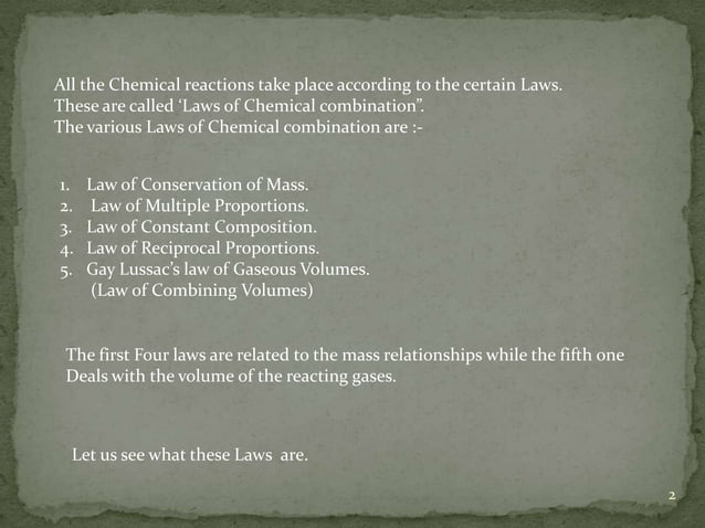 Laws of chemical combination | PPSX
