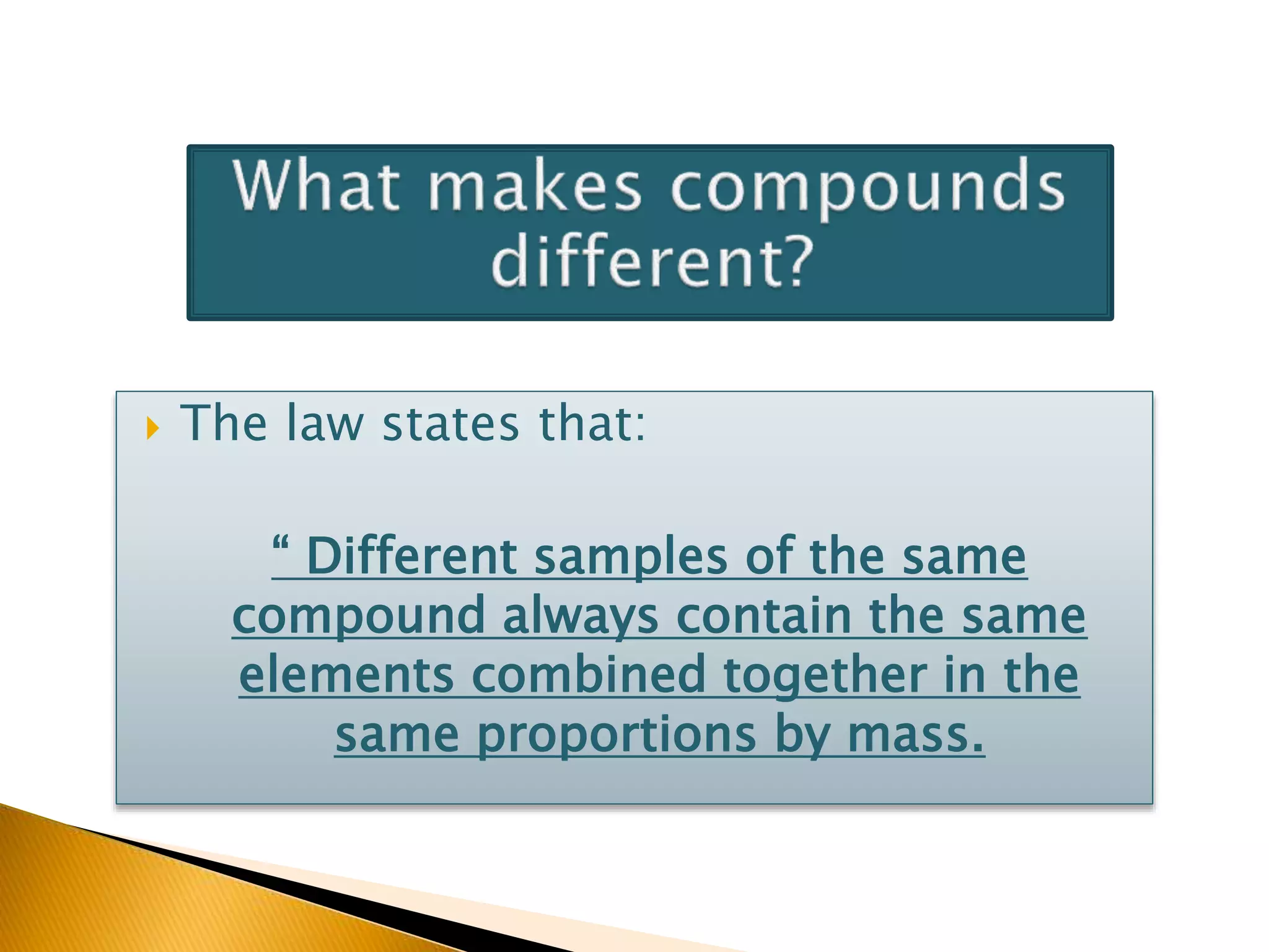 Laws of chemical combinations, prepared by Saliha Rais | PPTX