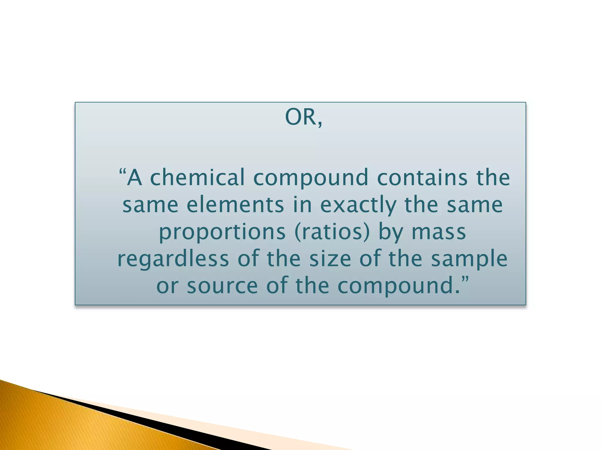 Laws of chemical combinations, prepared by Saliha Rais | PPTX