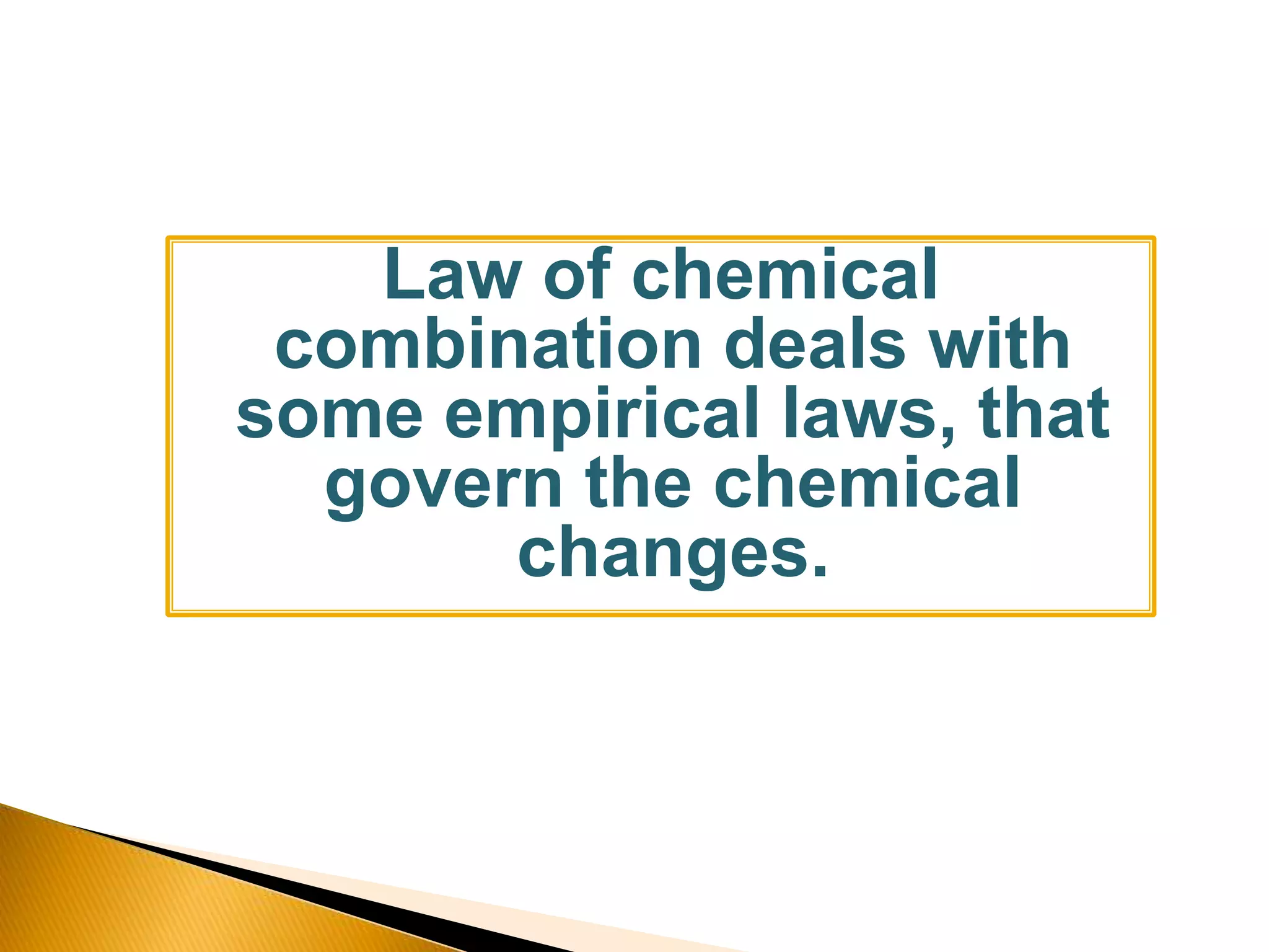 Laws of chemical combinations, prepared by Saliha Rais | PPTX