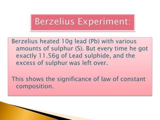 Laws of chemical combinations, prepared by Saliha Rais | PPTX