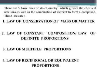 Laws of chemical combination, Grade XI and XII | PPTX