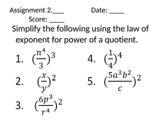 Discussion of Laws of Exponent and Its Propertiespptx | PPT