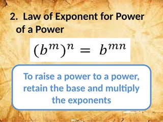 Discussion of Laws of Exponent and Its Propertiespptx | PPT
